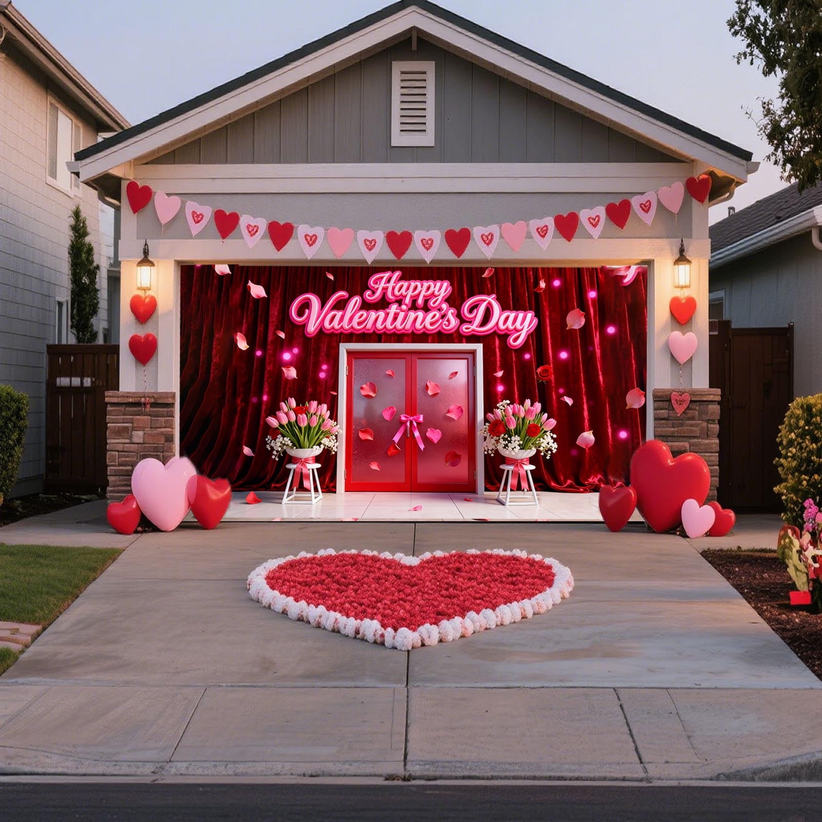 1Pcs Happy Valentines Day Garage Door Cover Hearts Happy Valentine's ...