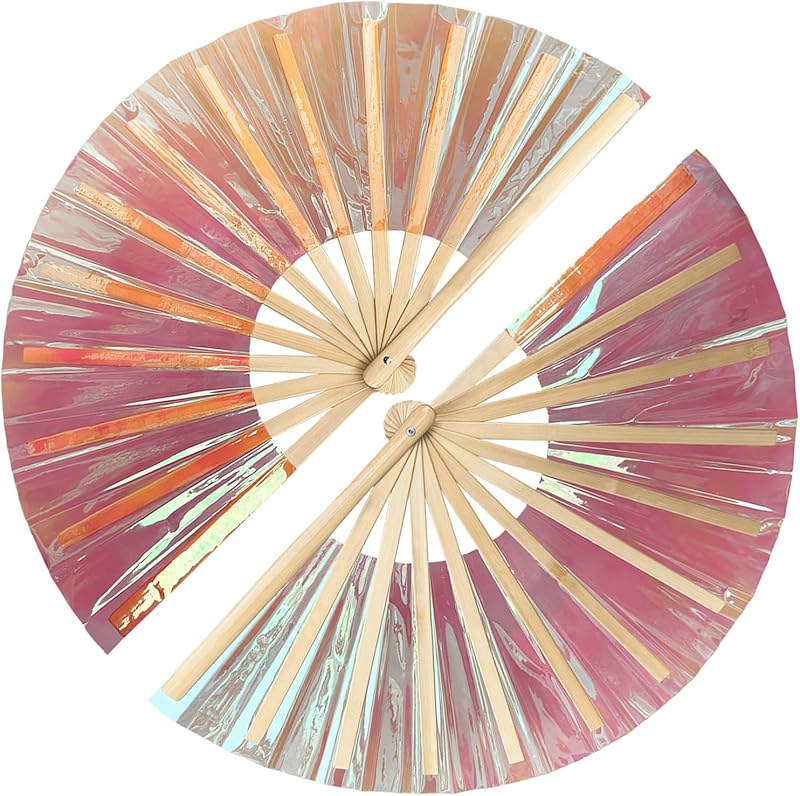 1Pcs Holographic Laser Colors Hand Fan,Clack Handheld Fan,Large Folding ...