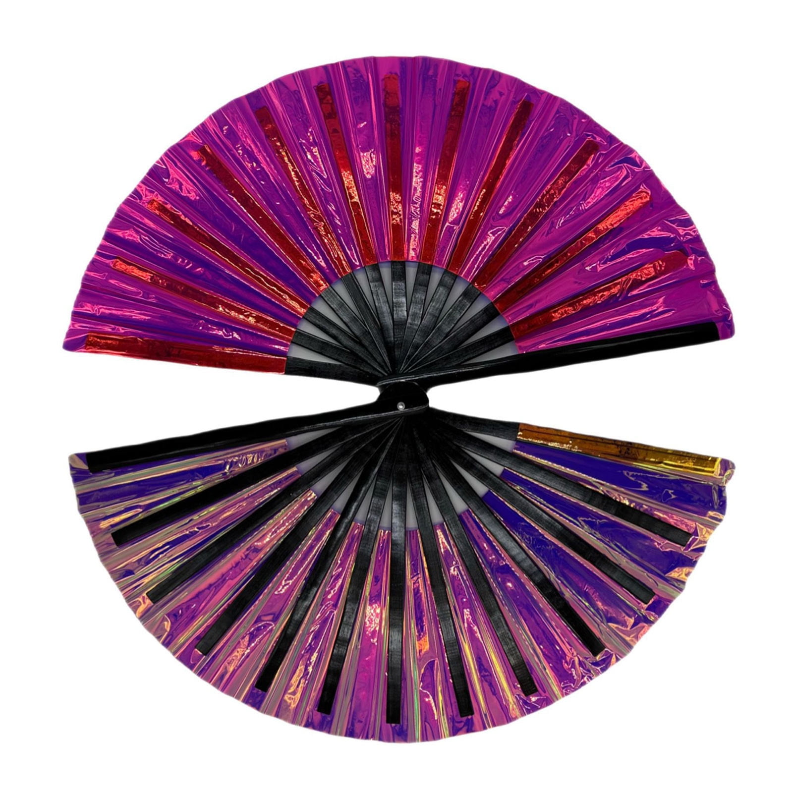 1Pcs Holographic Laser Colors Hand Fan,Clack Handheld Fan,Large Folding ...