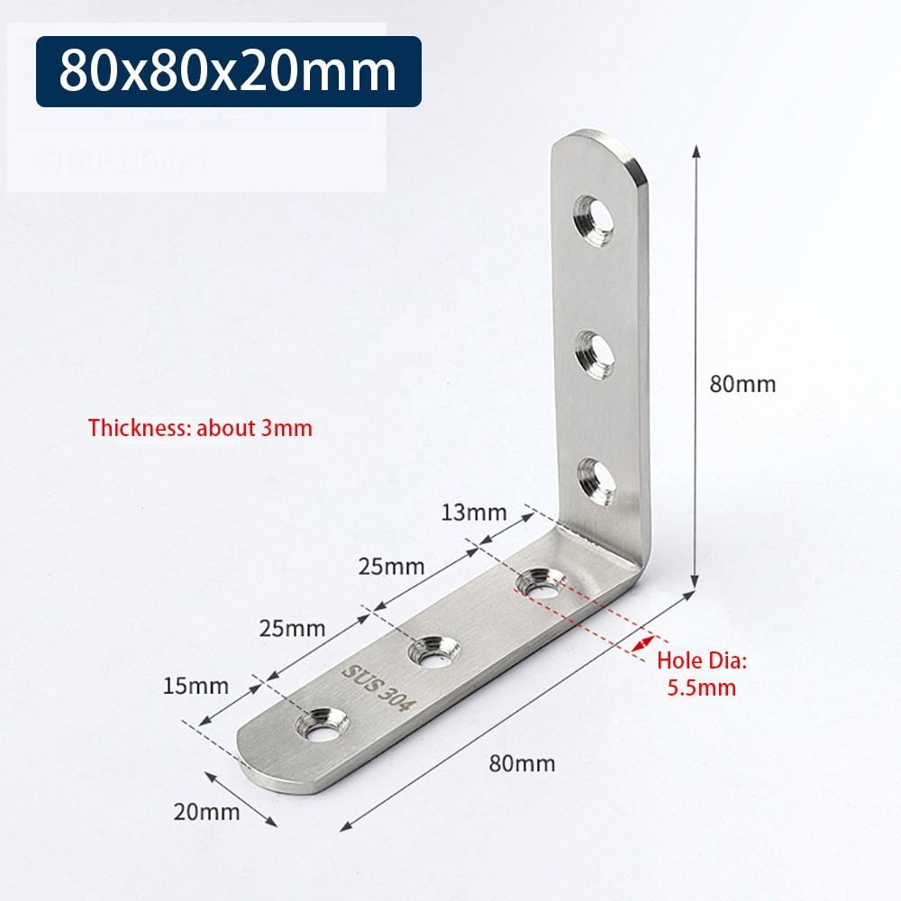1Pcs L Shape SUS304 Stainless Steel Furniture Fastener Corner Brace ...