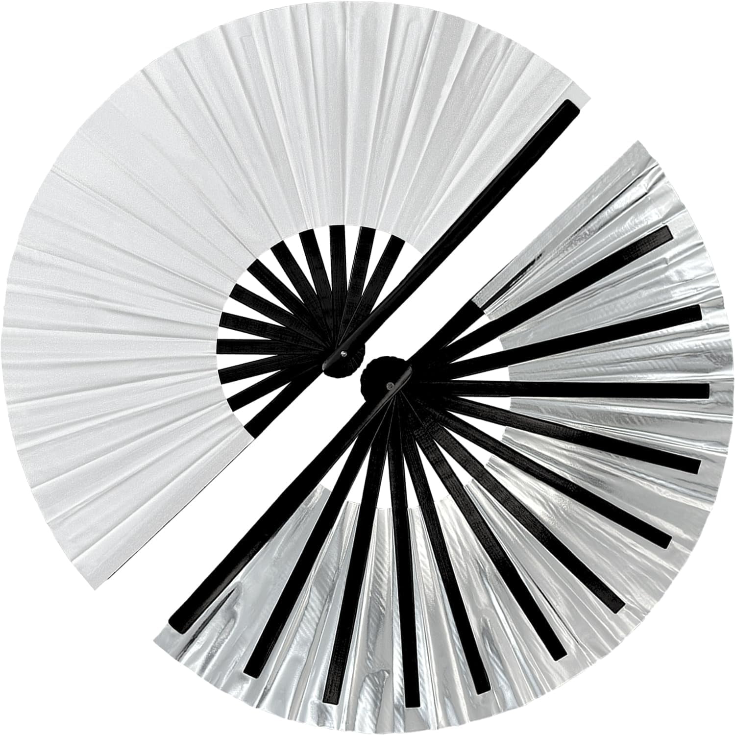 1Pcs Large Folding Hand Rave Fan,Clack Handheld Fan,Holographic Silver ...