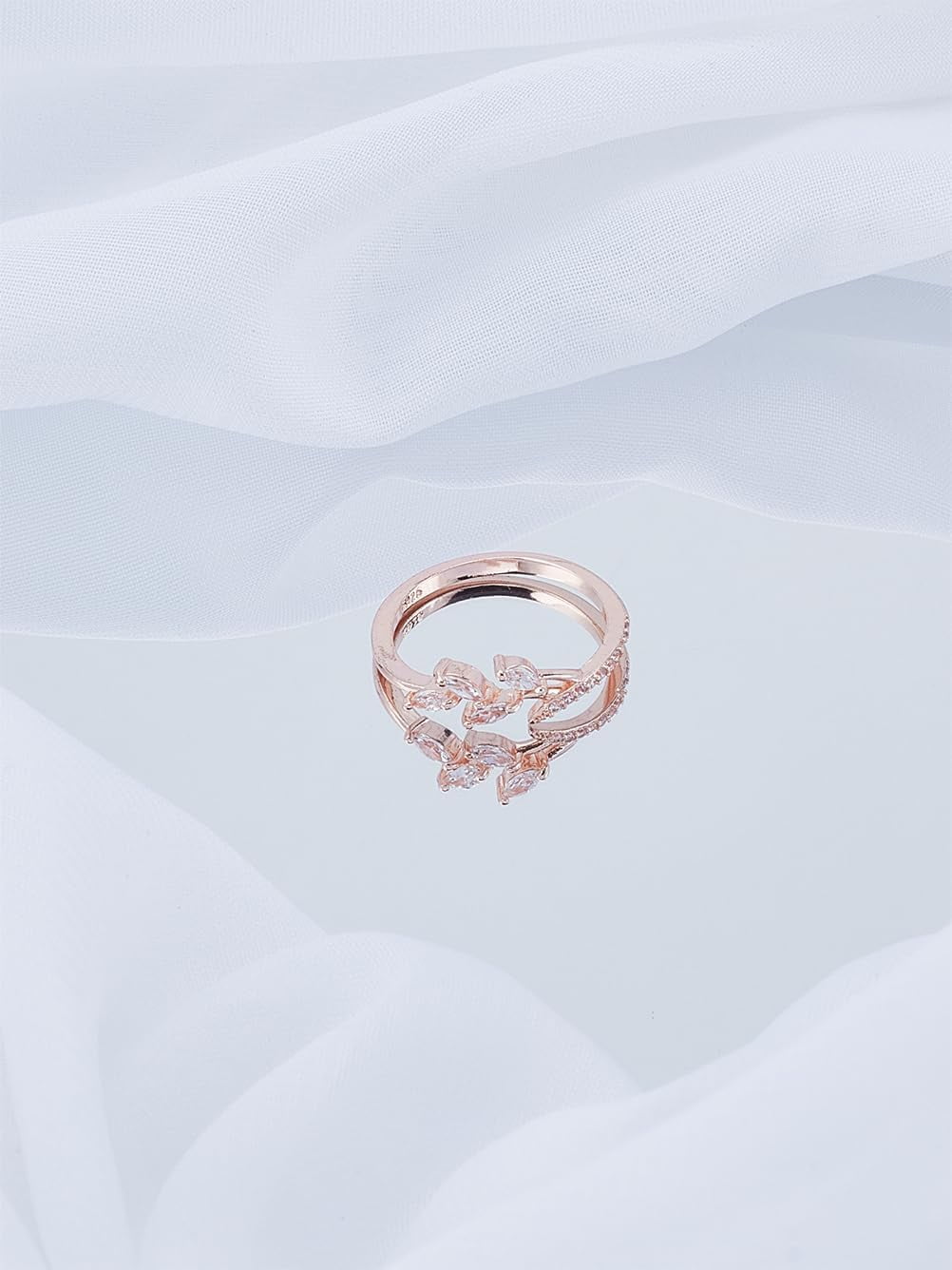 1Pcs Leaf Cubic Zirconia Rings Rose Gold Minimalist Rings Stackable ...