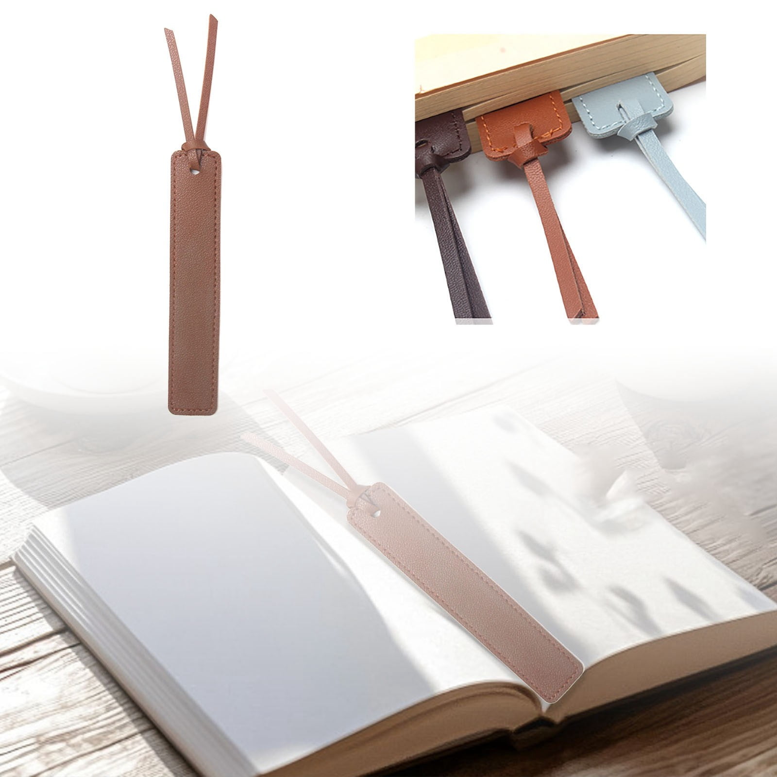 1Pcs Leather Bookmark, Classic Stitched Book Mark with Leather Rope ...