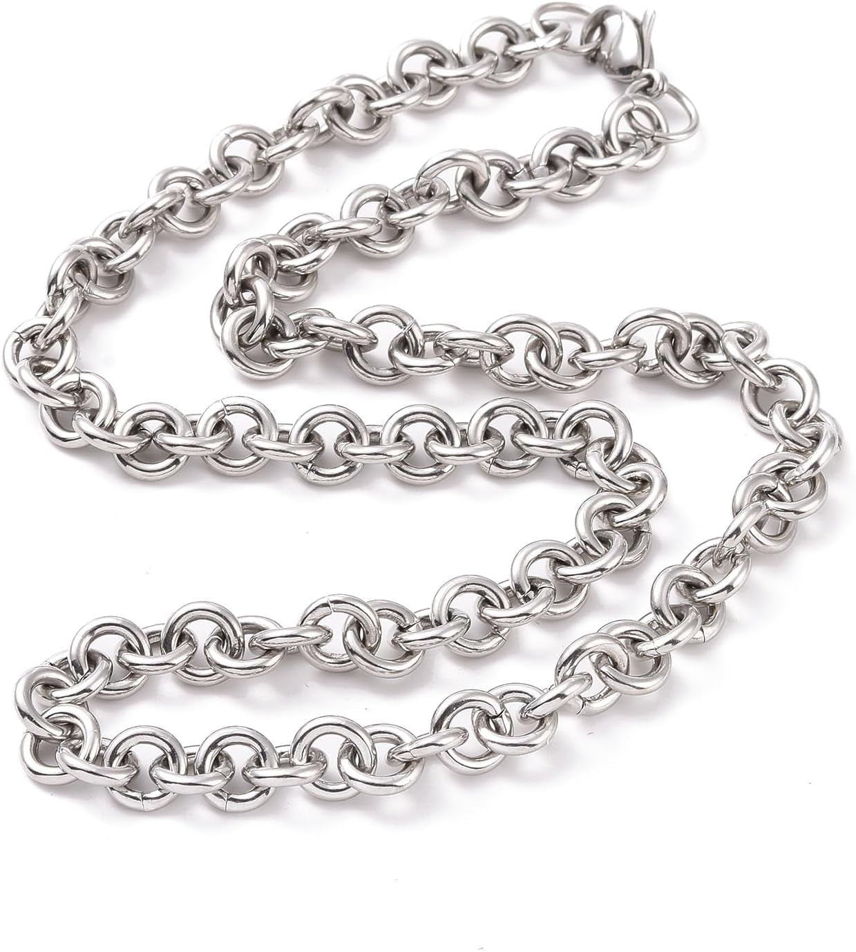 1Pcs Men Curb Chain Necklace 304 Stainless Steel Dainty Minimalist Chain Necklace with Lobster ...