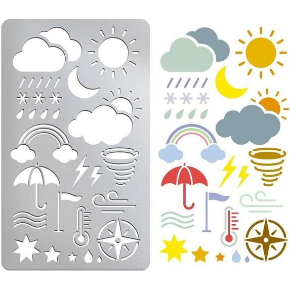 1Pcs Metal Journal Stencil Weather Forecast Stencils Stainless Steel ...