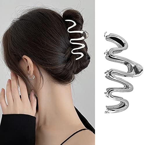 1Pcs Metal Sliver Hair Claw Clips for Thick and Long Hair, Irregular ...
