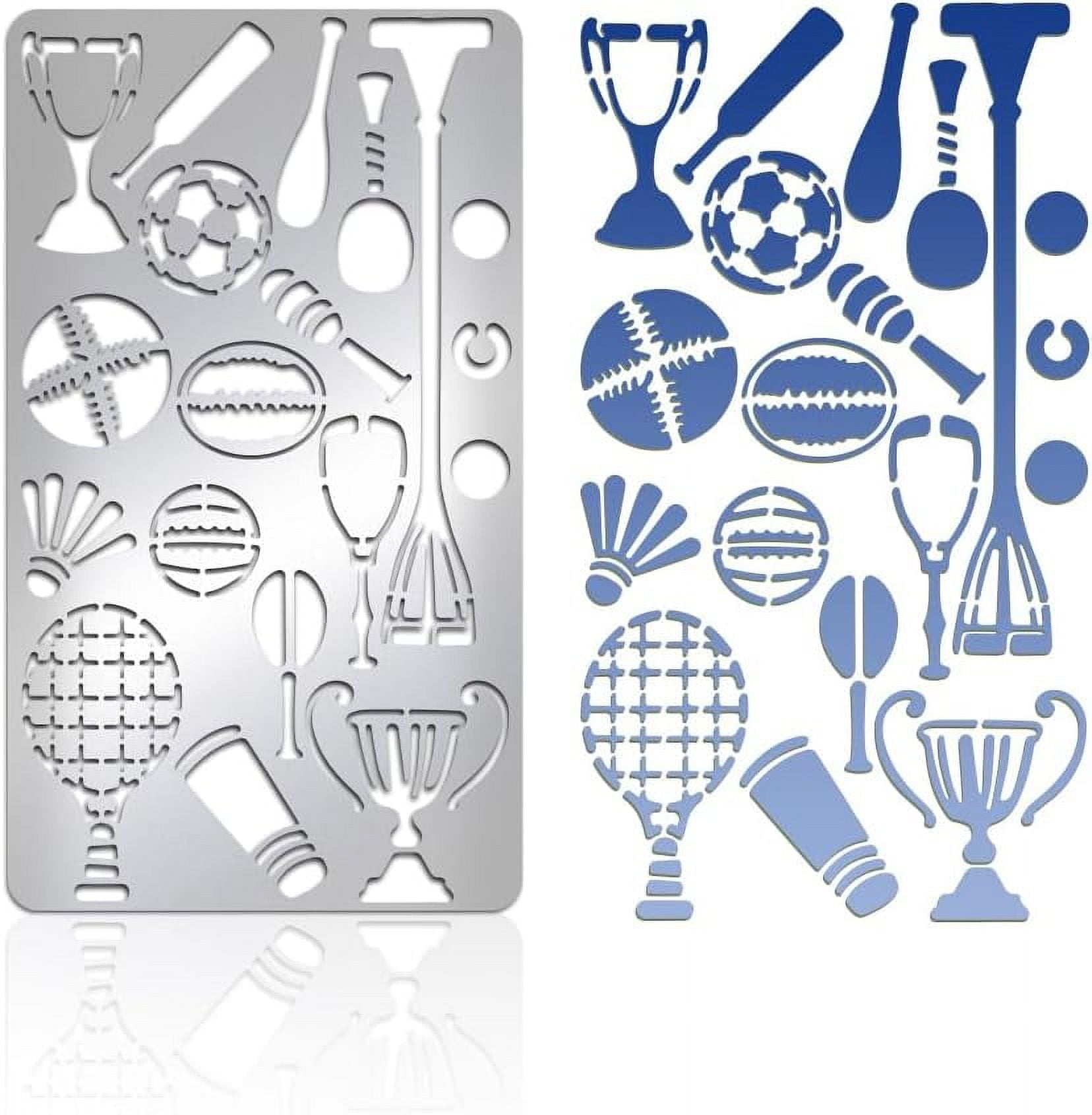 1Pcs Metal Stencil Sport Ball Stencil Stainless Steel Painting Stencils ...