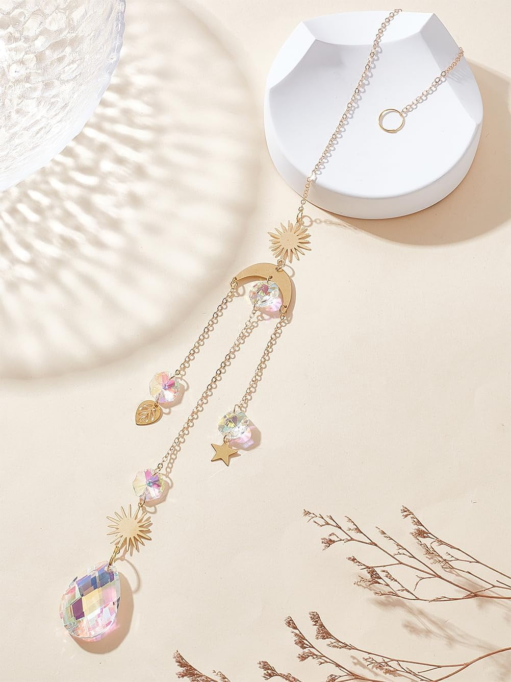 1Pcs Moon Sun Brass Handmade Suncatchers Wind Chime Pendant with Iron ...