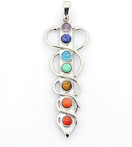 1Pcs Natural & Mixed Stone Chakras Big Pendants Pendant Necklace with ...
