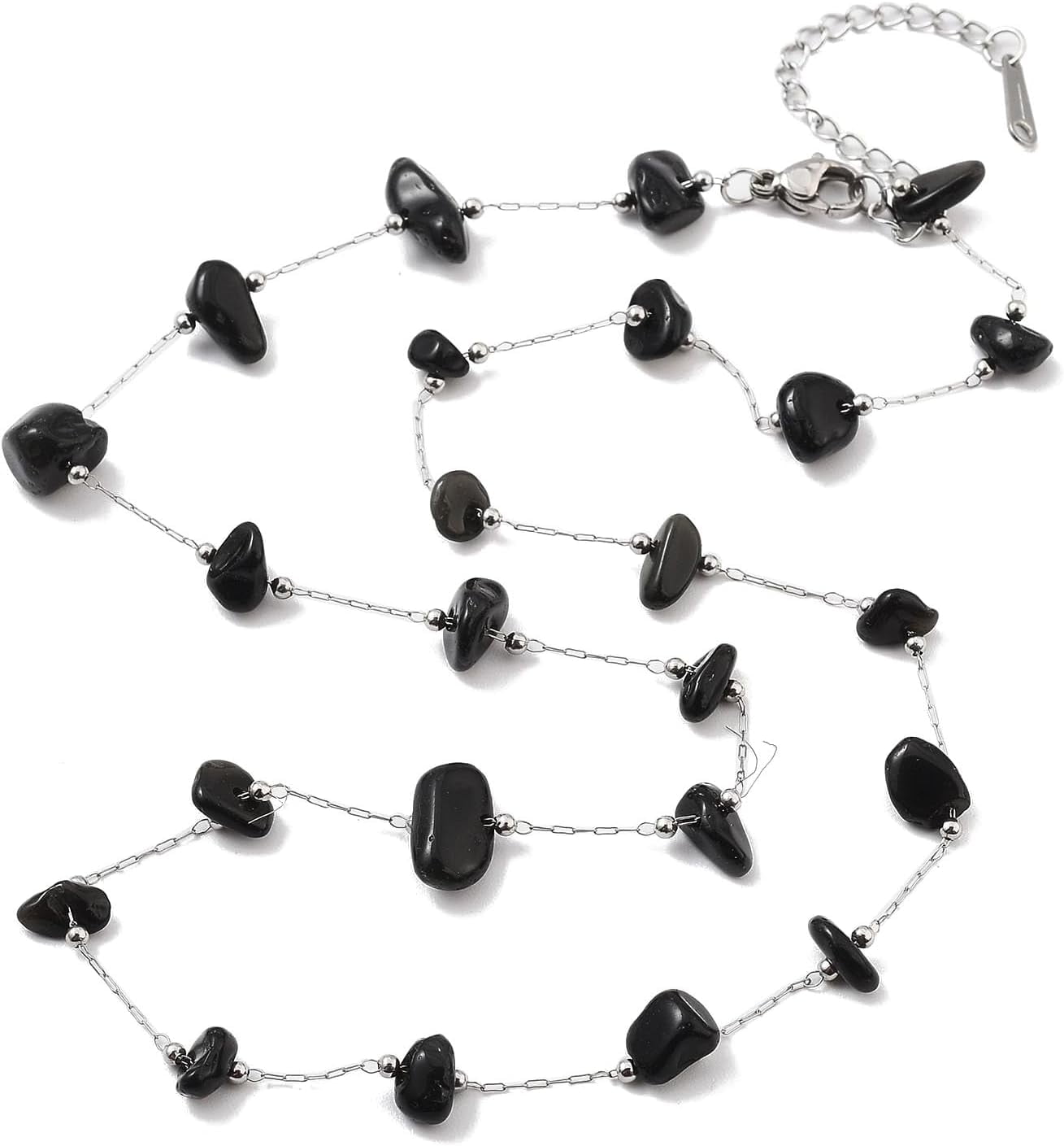 1Pcs Natural Obsidian Link Chain Necklaces 316 Surgical Stainless Steel ...