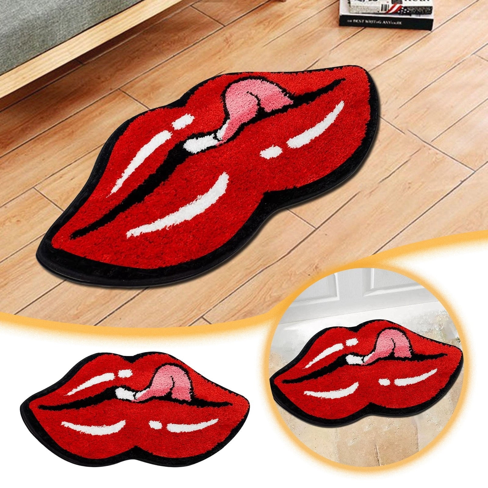 1Pcs Orange Pumpkin Evil Red Lips Bathroom Mat Slip Cute Circular ...