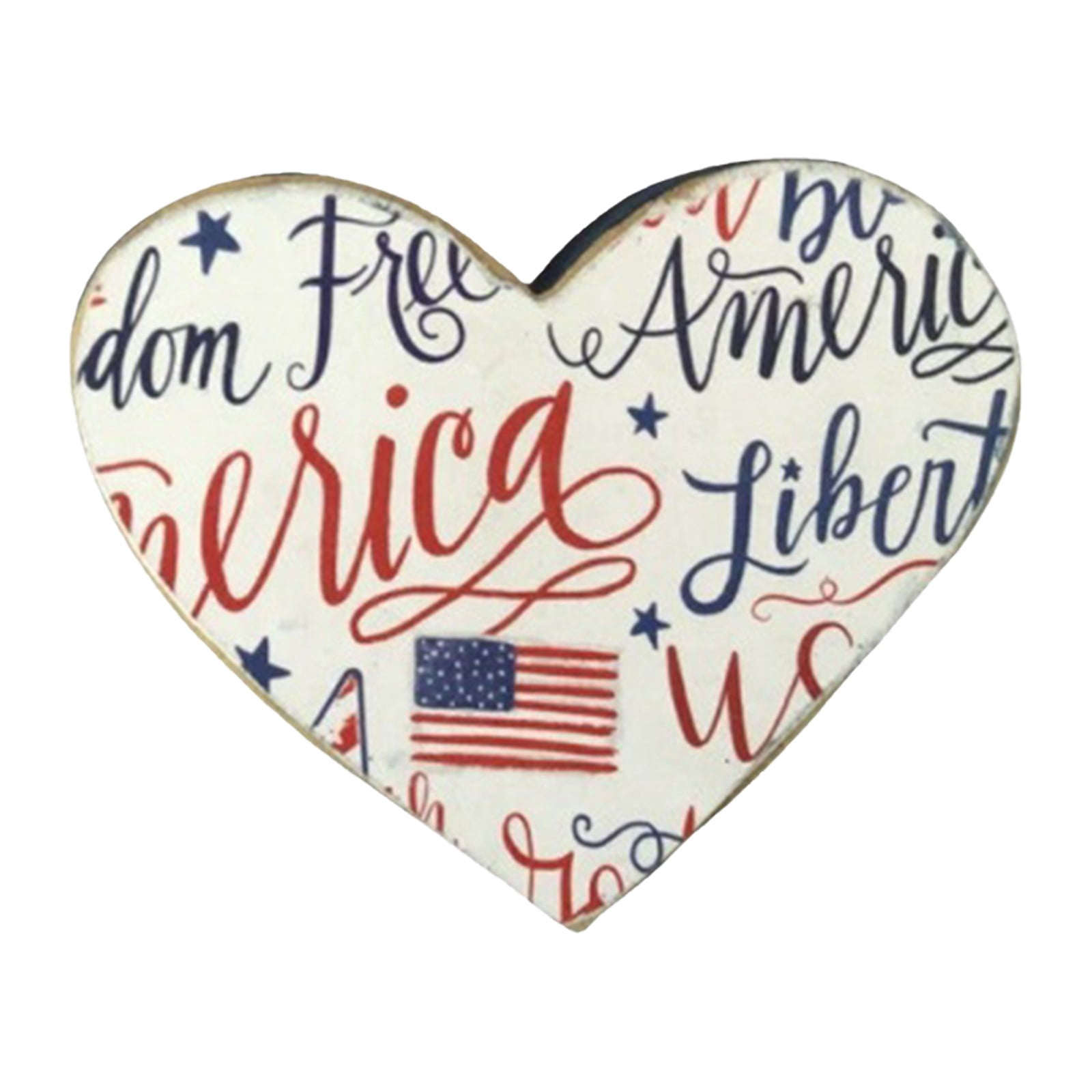 1Pcs Patriotic Heart Tabletop Decor Set, Rustic Red White Blue ...