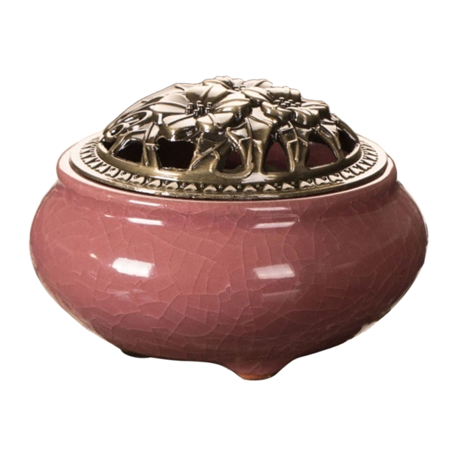 1Pcs Pink Sandalwood Incense Burner Kiln Glaze Craft, Hollow Lid Smoke ...