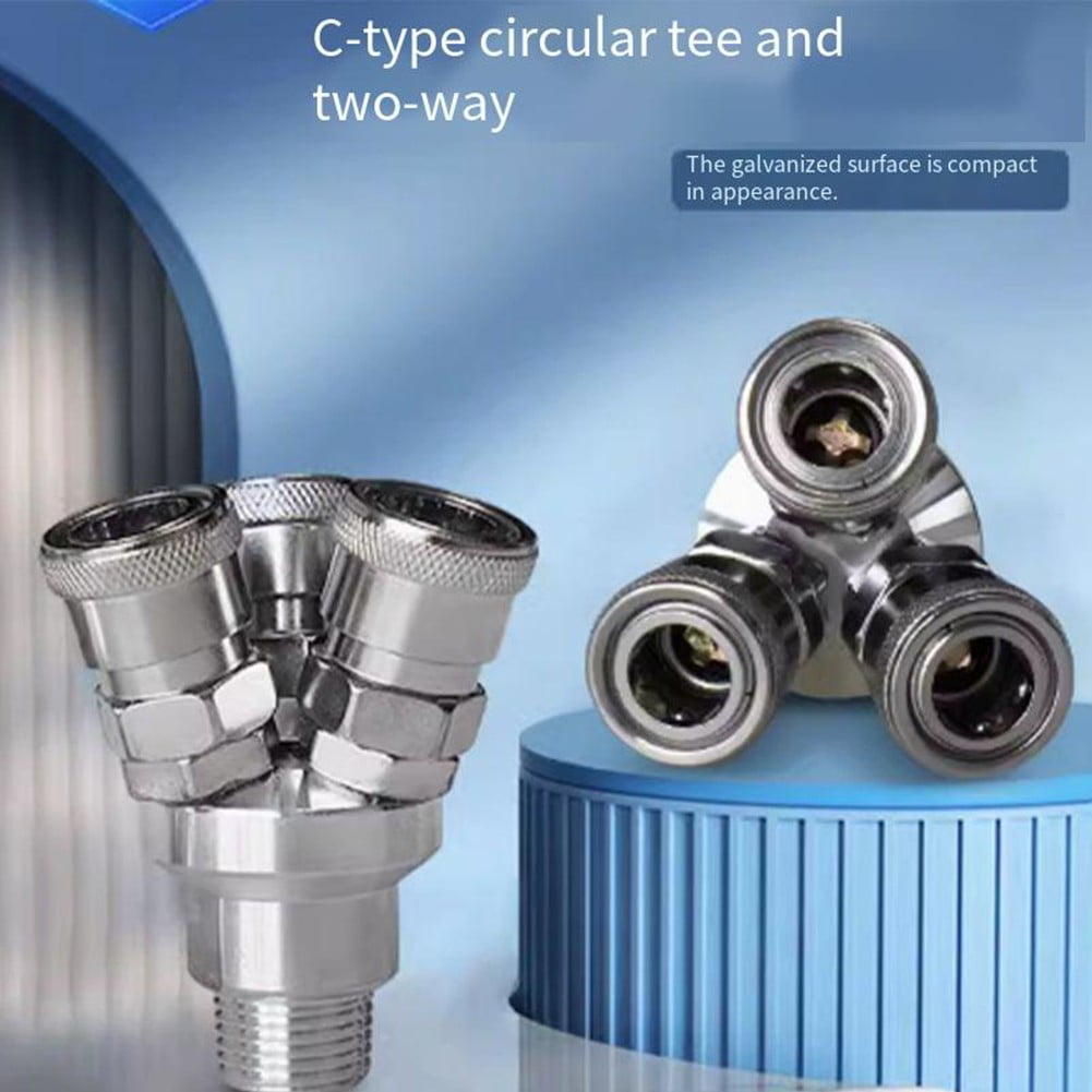 1Pcs Pneumatic C-Type 2-Way 3-Way Quick Connector Hose Coupler Fitting Air Compressor Air Pump ...