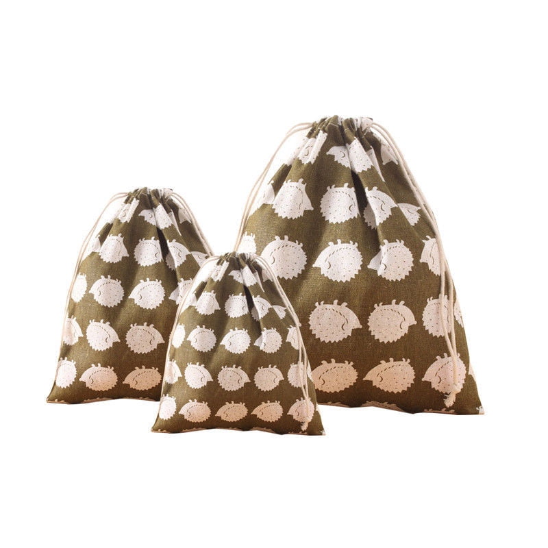 1Pcs Printed Cotton And Linen Drawstring Storage Bags For Underwear ...