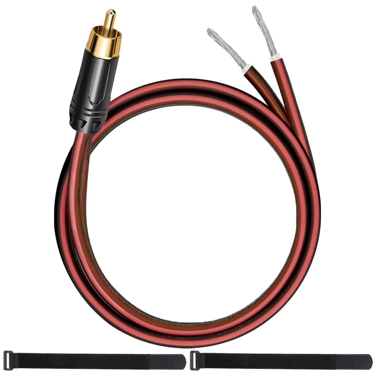 1Pcs RCA to Bare Wire Speaker Cable 1FT 16AWG Positive Red Wire Marking ...