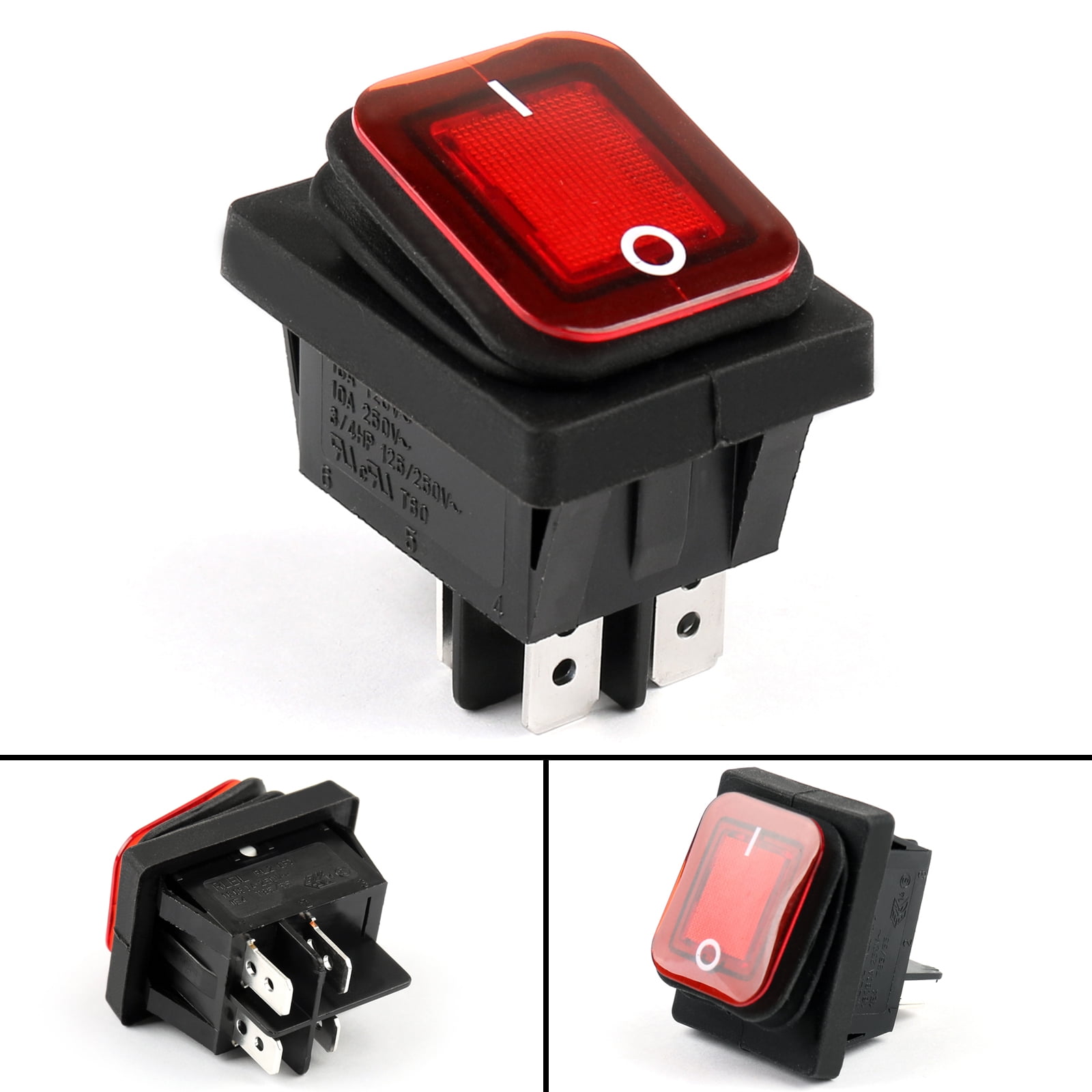 1Pcs RLEIL RL2-102 Waterproof IP65 Car Rocker Switch 4Pin ON/OFF 125/250VAC Red - Walmart.com