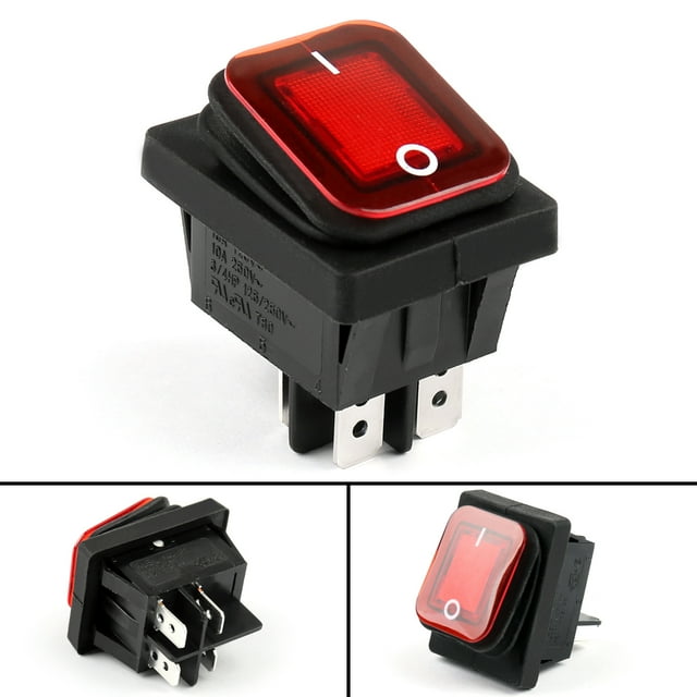 1Pcs RLEIL RL2-102 Waterproof IP65 Car Rocker Switch 4Pin ON/OFF 125/250VAC Red - Walmart.com