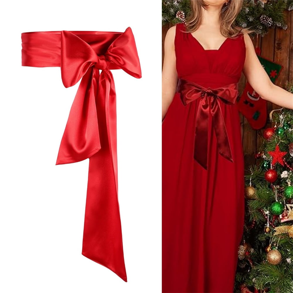 1Pcs Red Satin Belt,Wedding Party Long Sash,Women Dress Waist Ties ...