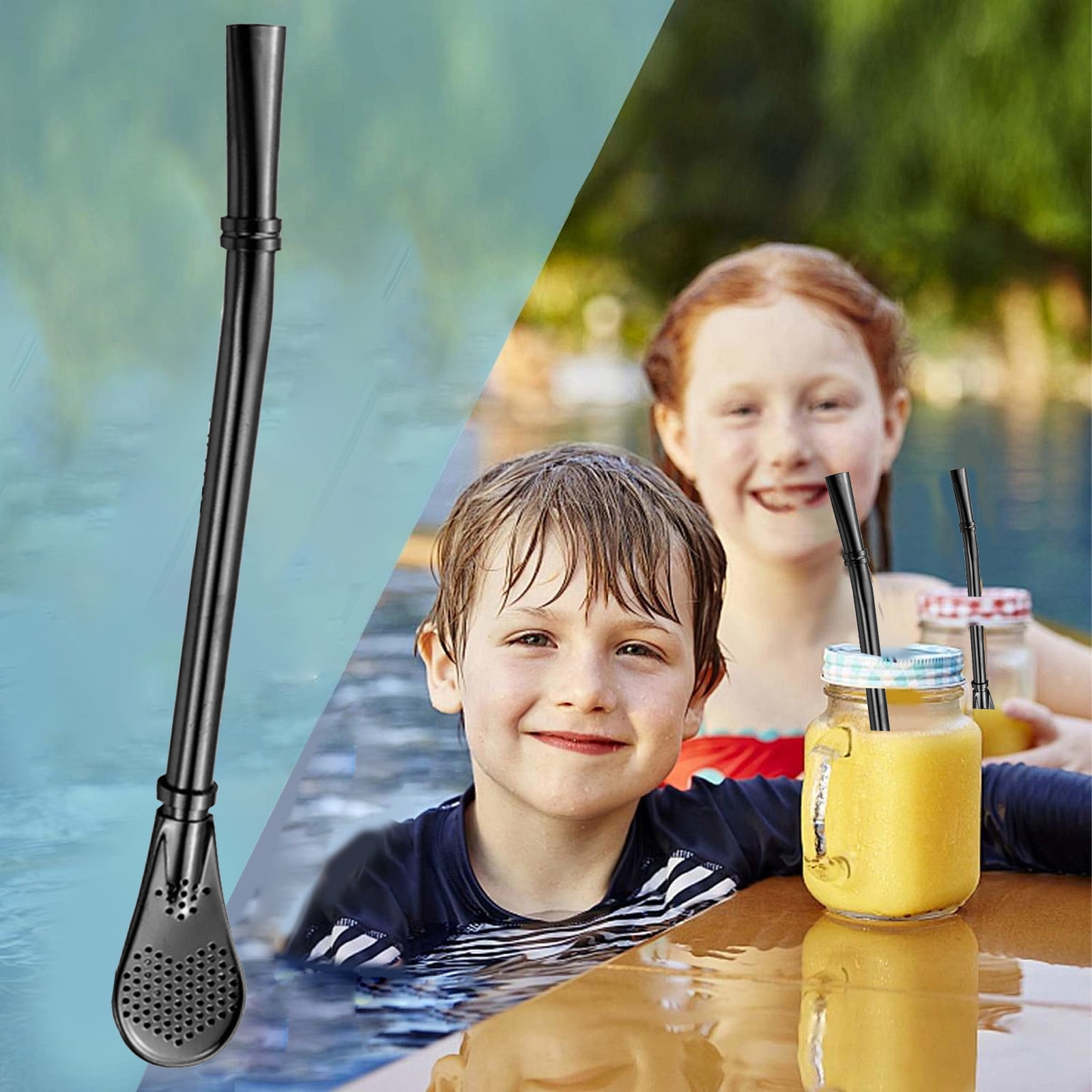 1Pcs Removable Stainless Steel Straw Filter Spoon,Reusable Metal Straw ...