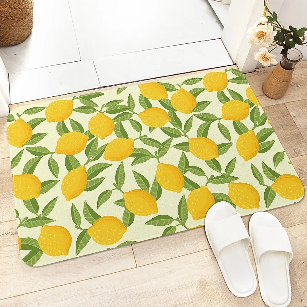 1Pcs Retro Lemon Fruit Digital Printing Floor Mat Kitchen Living Room ...