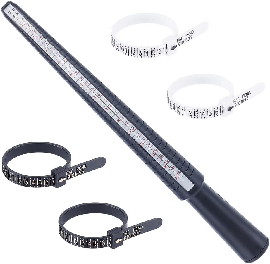 1Pcs Ring Sizer Measuring Tool Set Plastic Ring Sizer Mandrel with 4Pcs ...