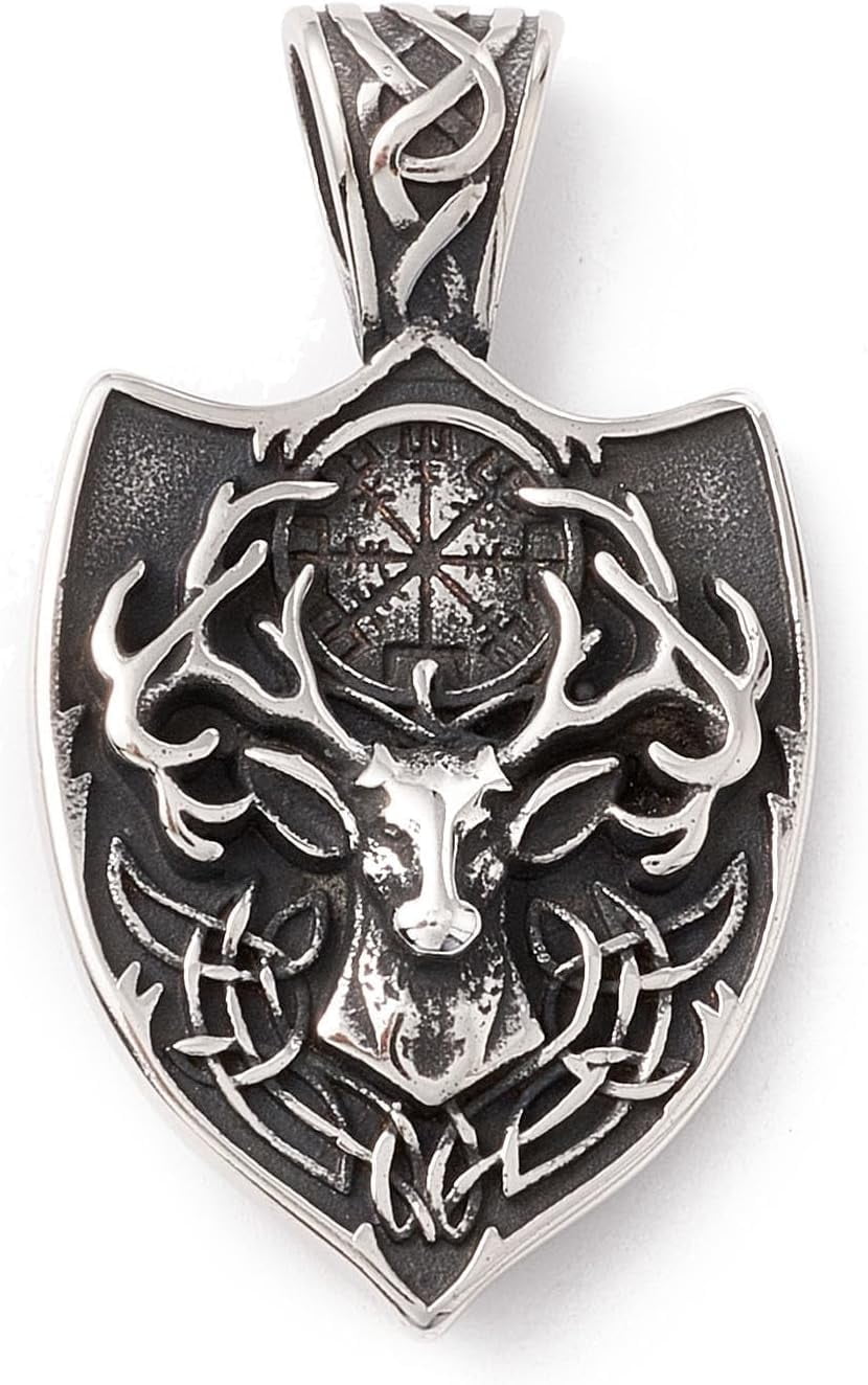 1Pcs Shield Pendant Tibetan Style 304 Stainless Steel Pendants Silver ...