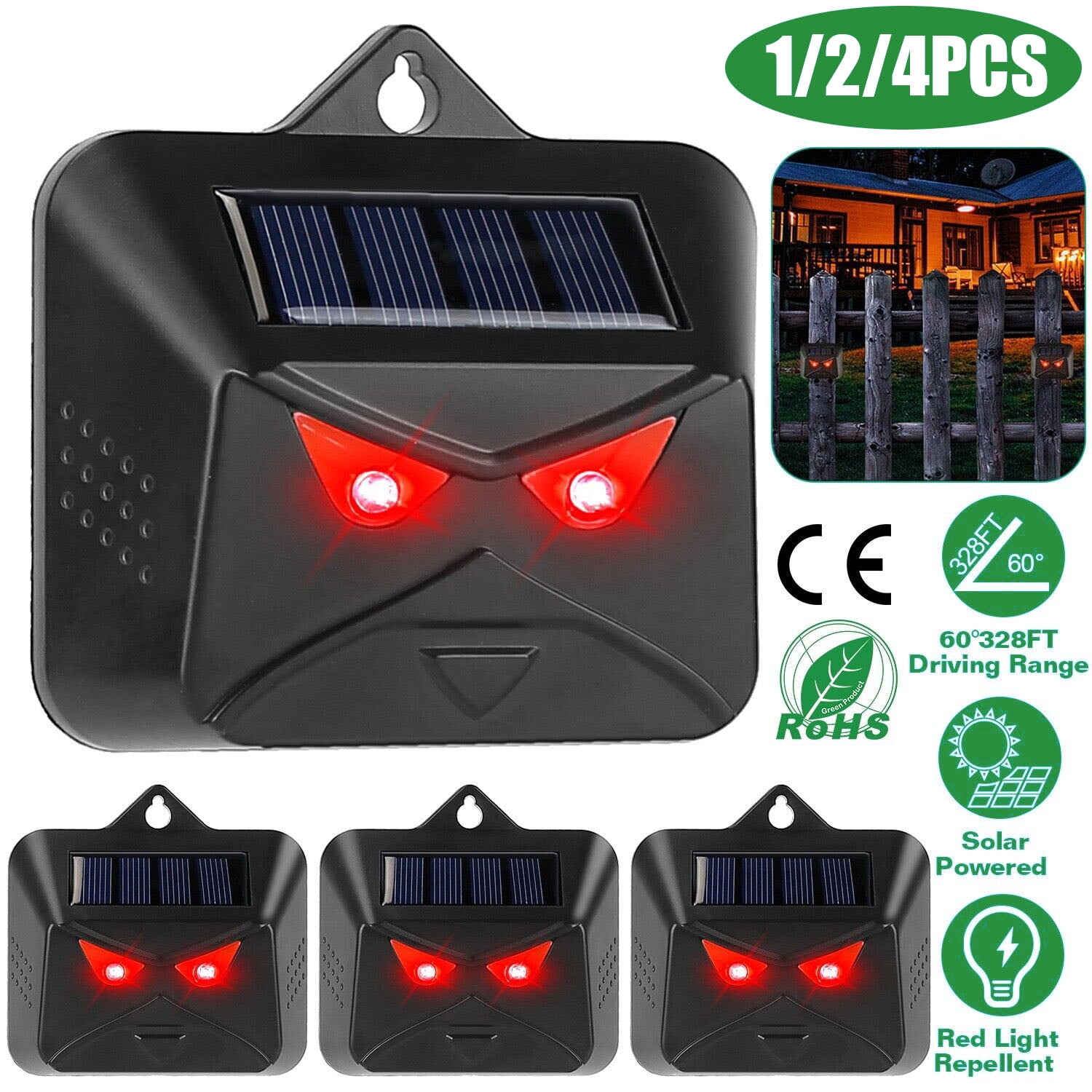 1Pcs Solar Animal Repeller Predator Lights Deterrent for Coyote Fox ...
