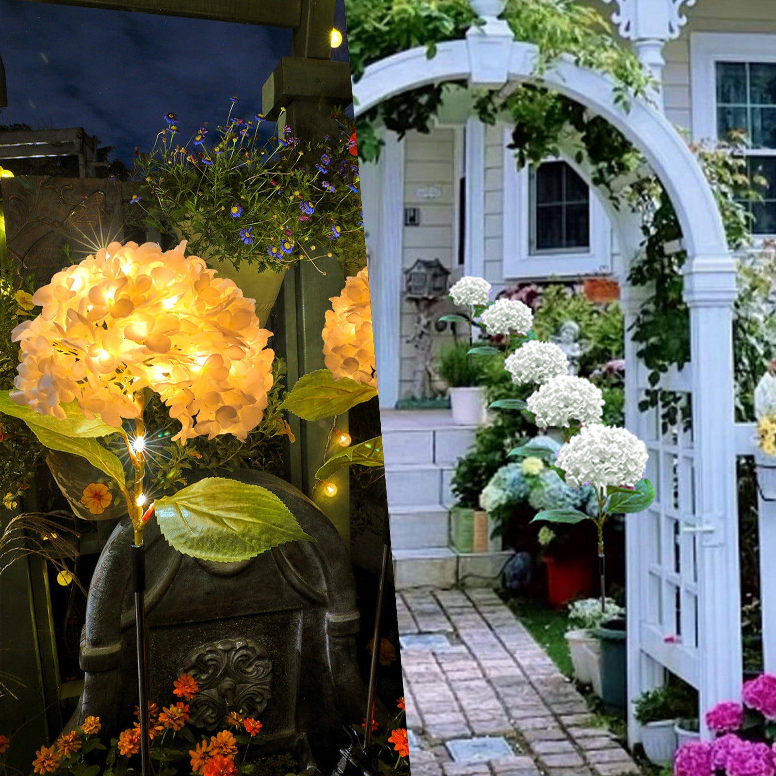 1Pcs Solar Lights Outdoor,Artificial Hydrangea Flower Led Solar Powered ...