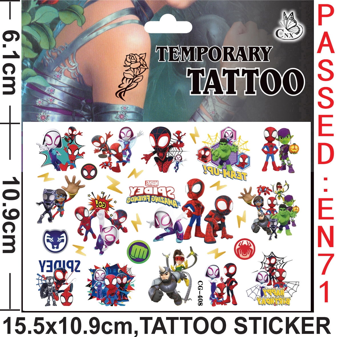 1Pcs Spidey and His Amazing Friends Temporary Tattoos for Kids Birthday ...