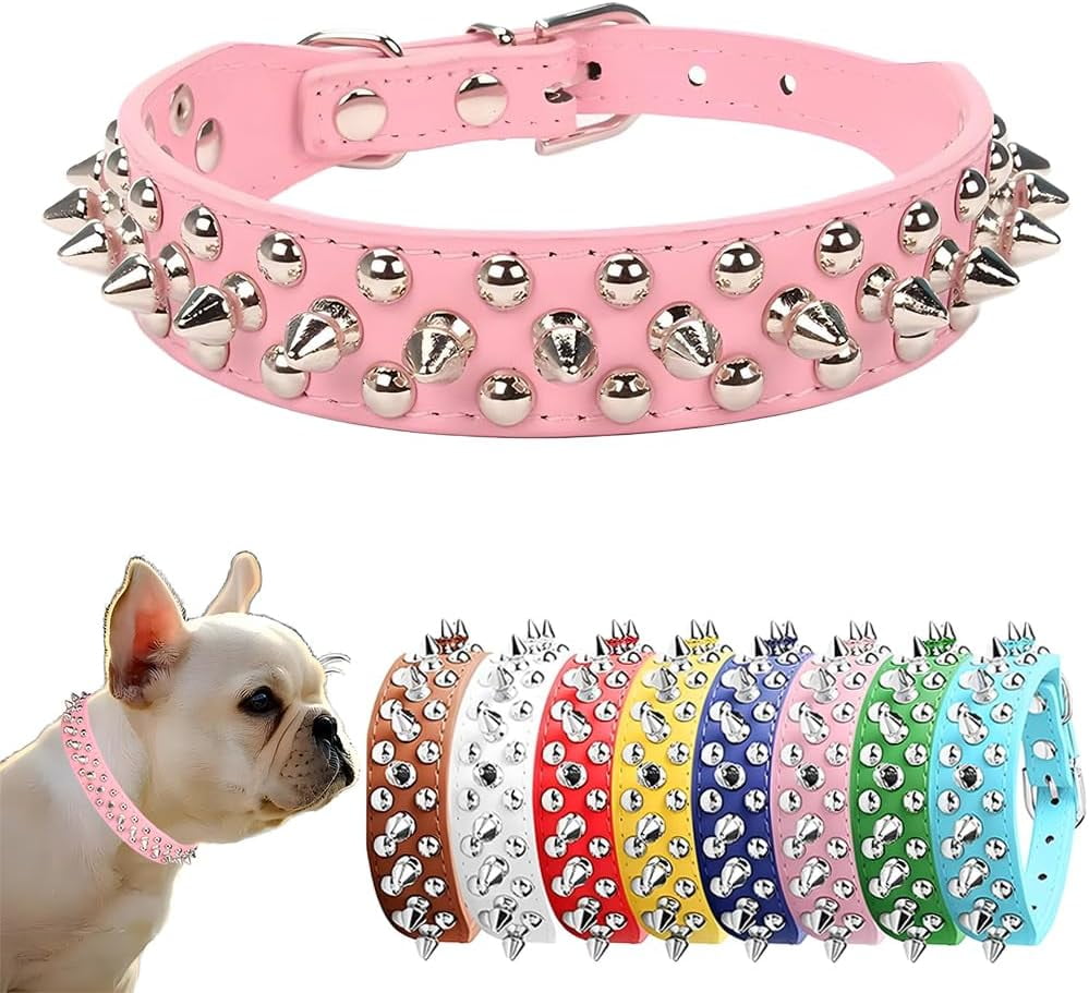 1Pcs Spiked Dog Collar, Female Studded Dog Collar PU Leather Mushrooms ...
