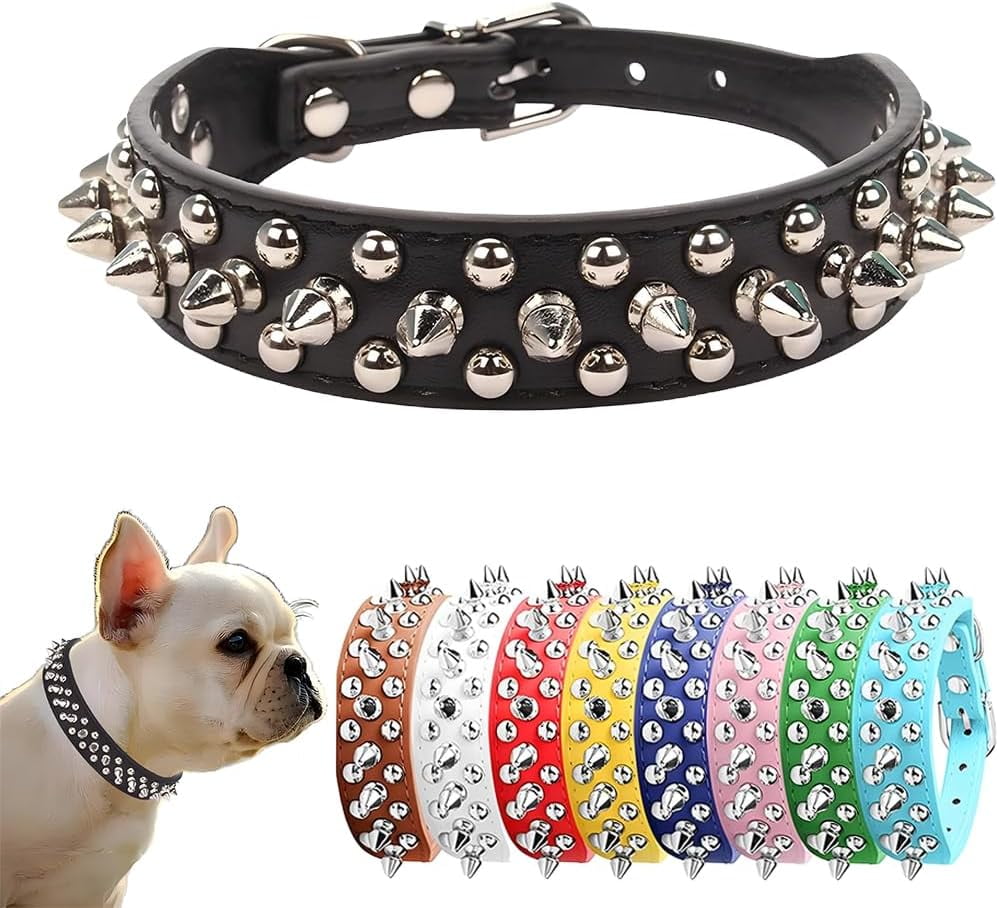 1Pcs Spiked Dog Collar, Female Studded Dog Collar PU Leather Mushrooms ...