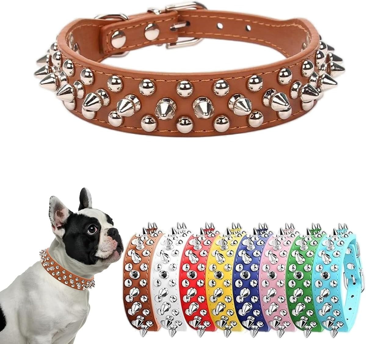 1Pcs Spiked Dog Collar, Female Studded Dog Collar PU Leather Mushrooms ...