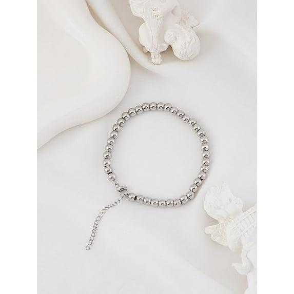 1Pcs Stainless Steel Ball Beads Bracelets for Women Stainless Steel Color Stretchable Elastic ...