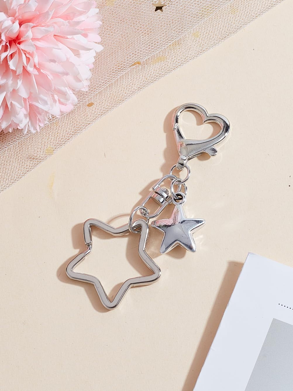 1Pcs Star Alloy Keychain Heart Swivel Clasps Charms Platinum Bag ...
