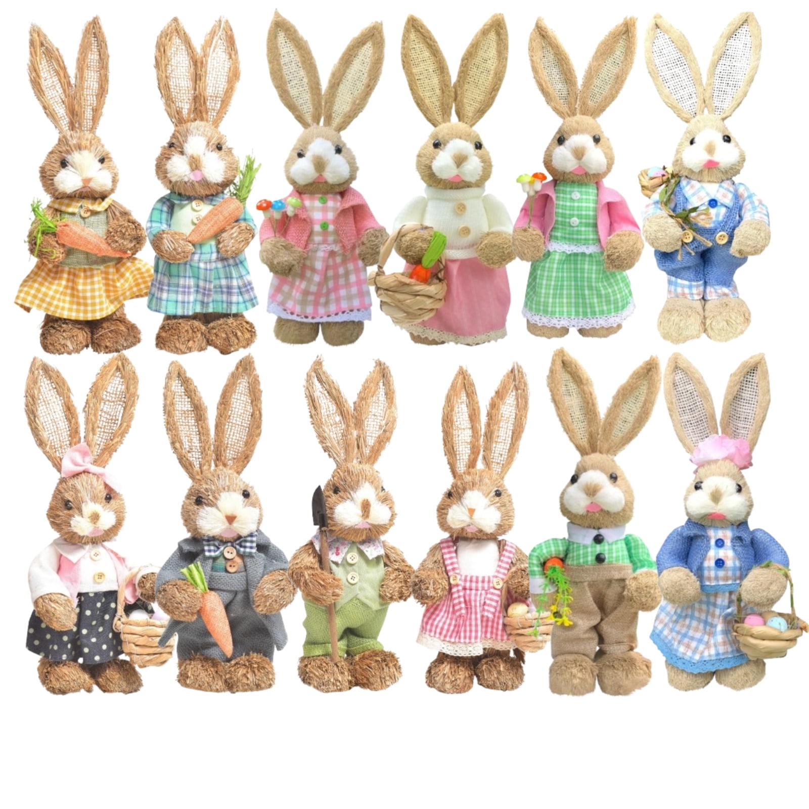 1Pcs Straw Easter Bunny Cute Home Decor Assembled Height 13.7 ...
