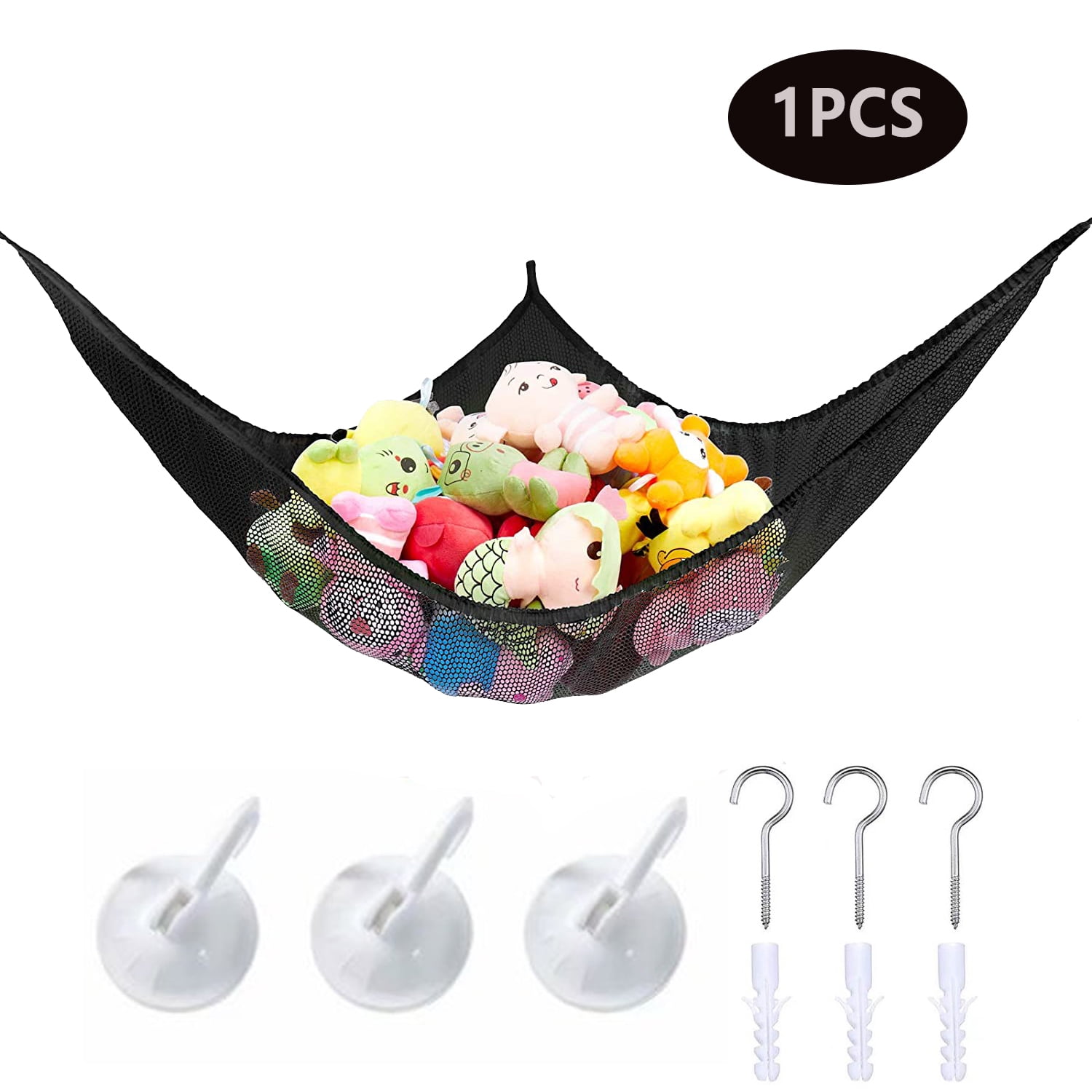 1Pcs Stuffed Animal Storage Net,83*59*59in Toy Organizer Hammock Black ...