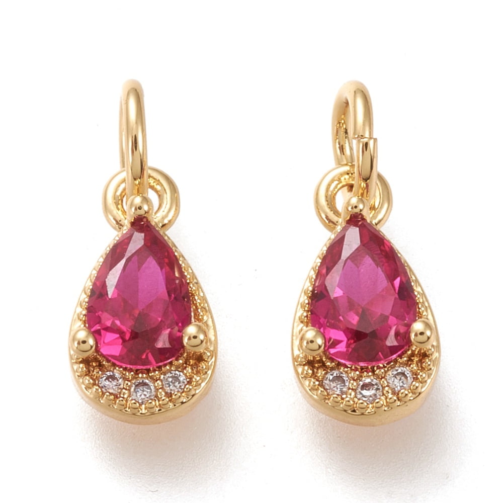 1Pcs Teardrop Charms Brass Micro Pave Clear Cubic Zirconia Charms with ...