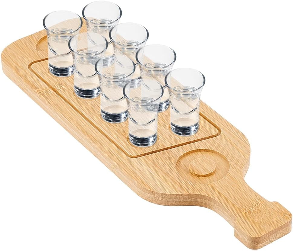 1Pcs Tequila Shot Board Shot Glass Holder Display with 8 Shot Glasses ...