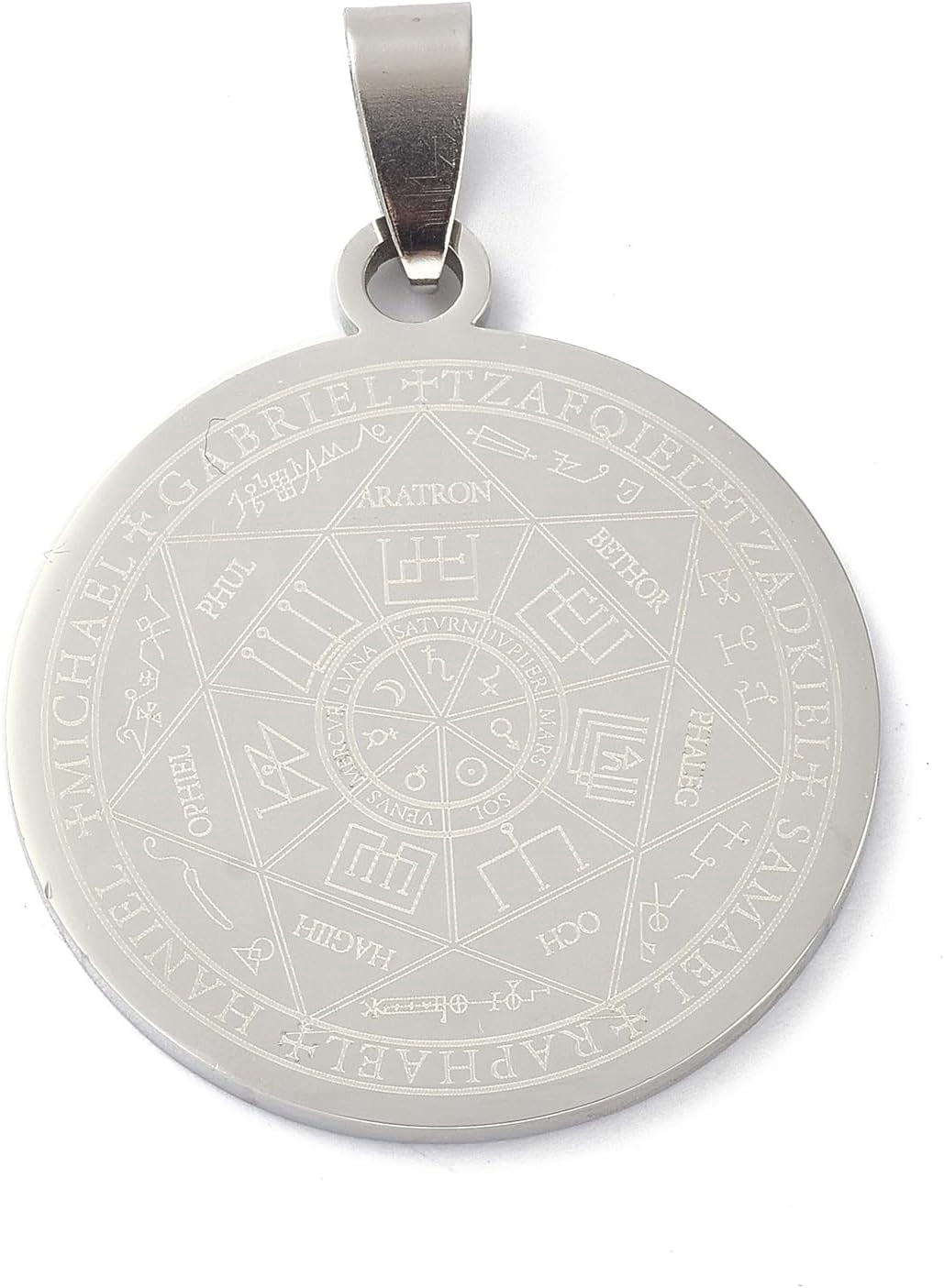 1Pcs Titanium Steel Pendants Flat Round with Seals of the Seven ...