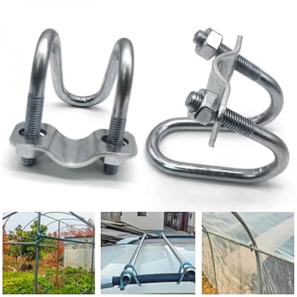 1Pcs U Bolt 20 25 32 40 50 M8 Galvanized Double U-Cross Tube Pipe Clamp ...