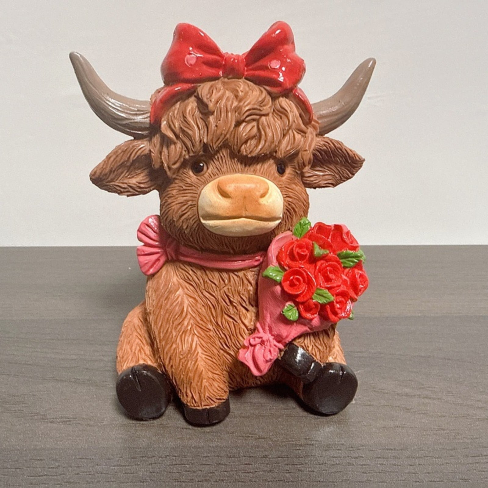 1Pcs Valentine's Day Cow Desktop Figurine Cute Animal Sculpture Home ...