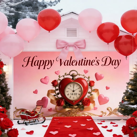 1Pcs Valentine's Day Garage Door Banner Rose Heart Chocolate Design ...