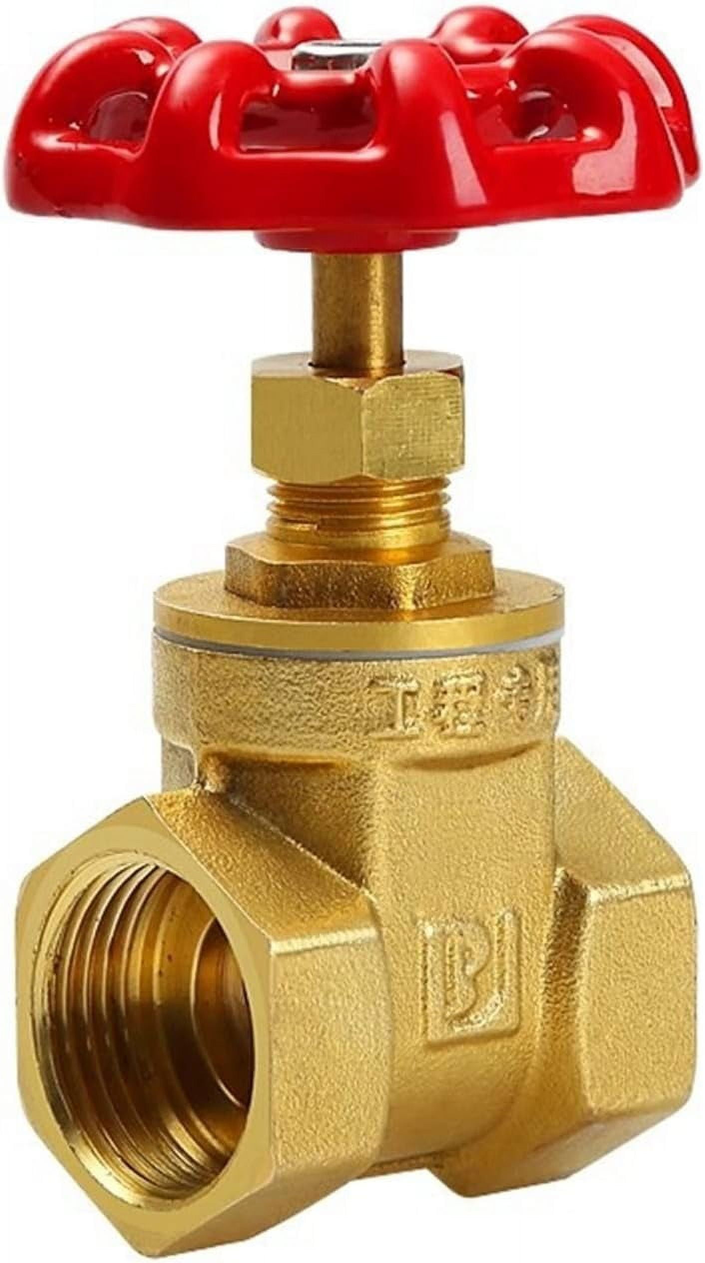 1Pcs Water Brass Gate Valve Red Cap Shaped Handle Female Threaded Dual ...