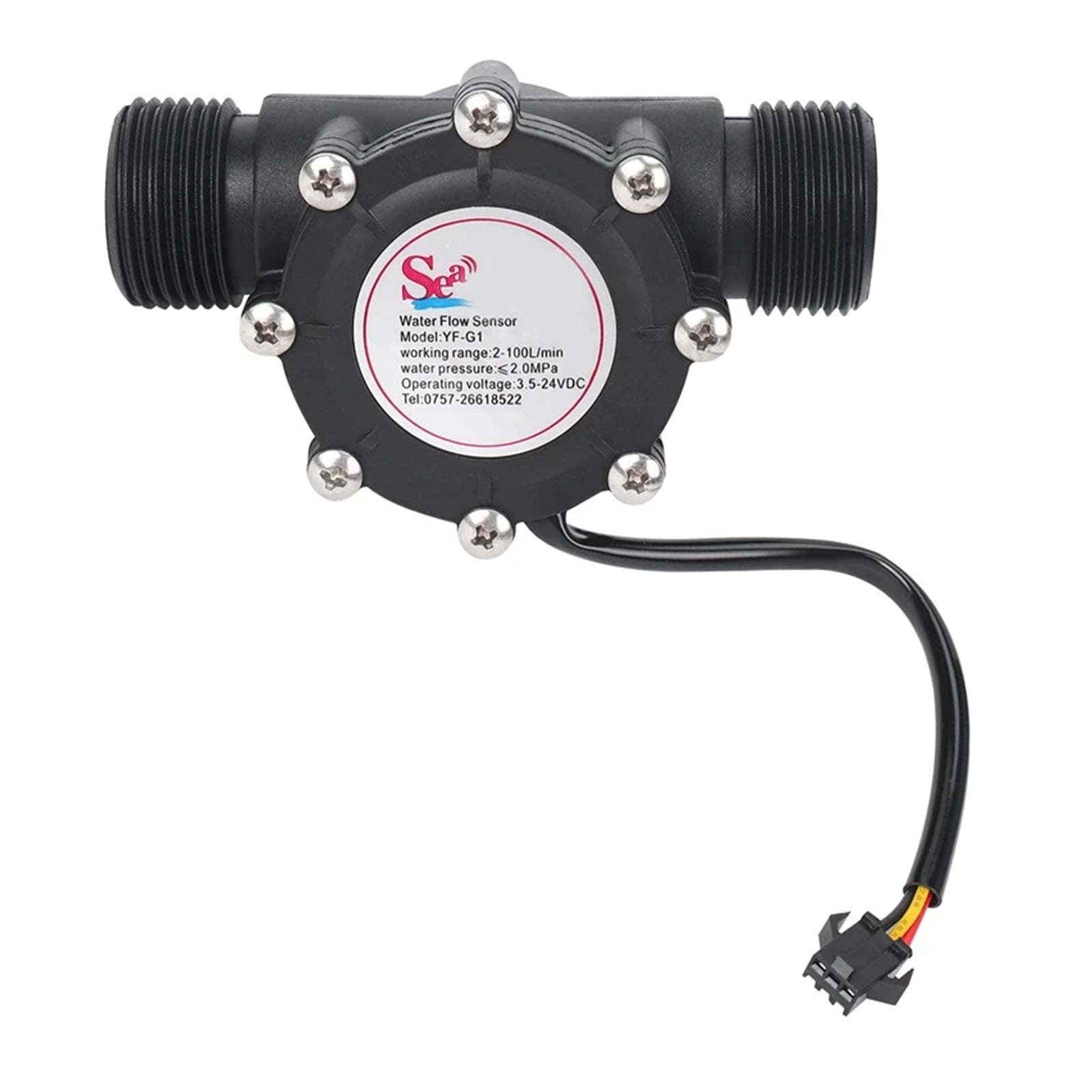 1Pcs Water Flow Sensor DN25 DC3.5-24V 1 Inch 2-100L/Min Hall Flowmeter ...