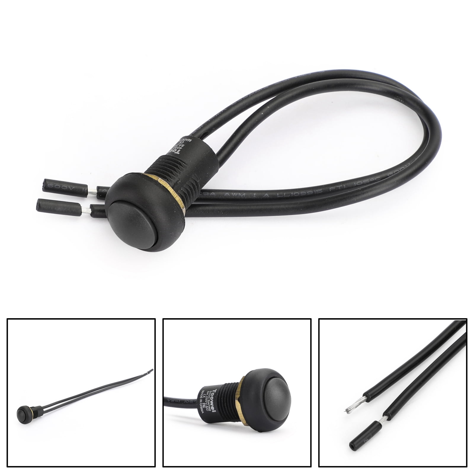 1Pcs Waterproof Push Button Switch Self-Locking Industrial Grade w/Wire ...