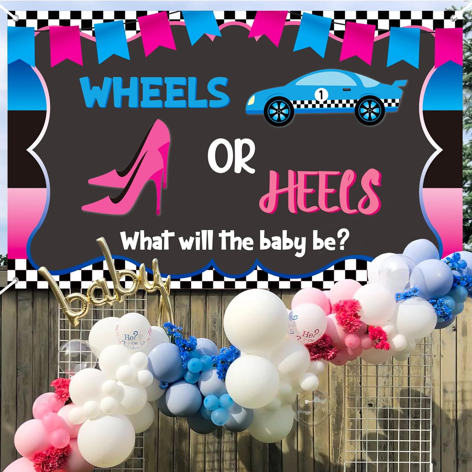 Wheel Heel Gender Reveal Banner