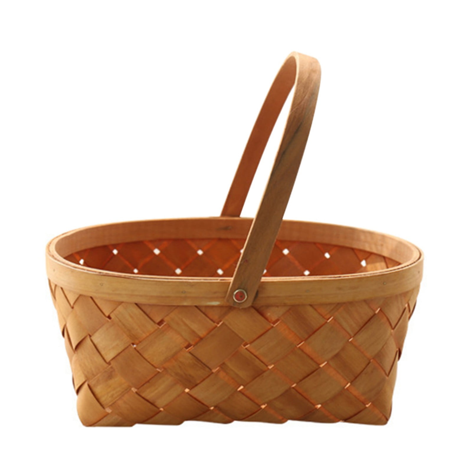 1Pcs Wood Chip Portable Wood Chip Basket,Handmade Rattan Wooden Woven ...