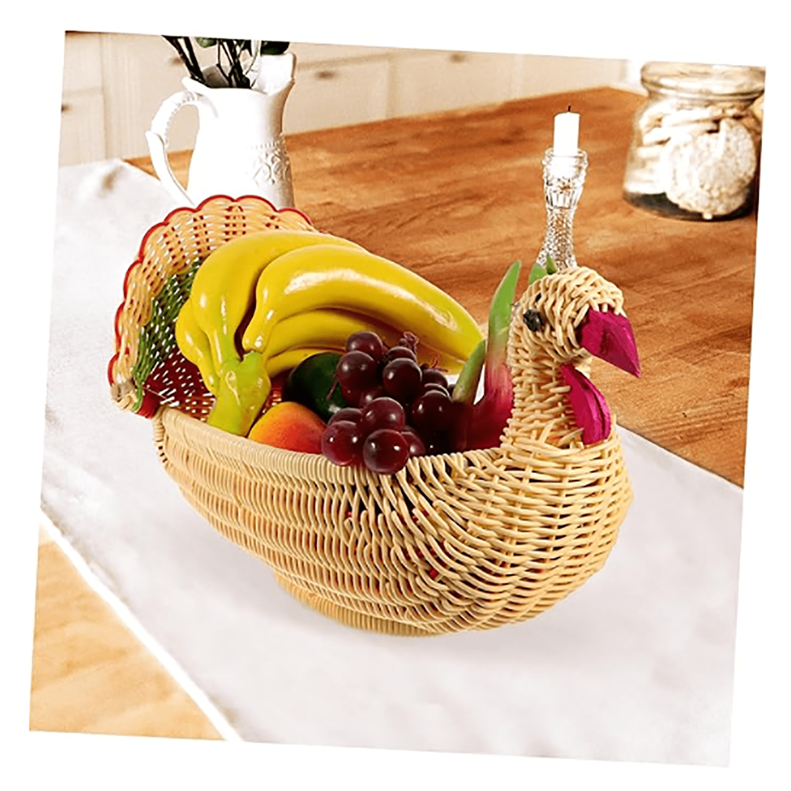 1Pcs Woven Storage Basket, Hand Woven Snack Basket Cute Desktop Mini ...