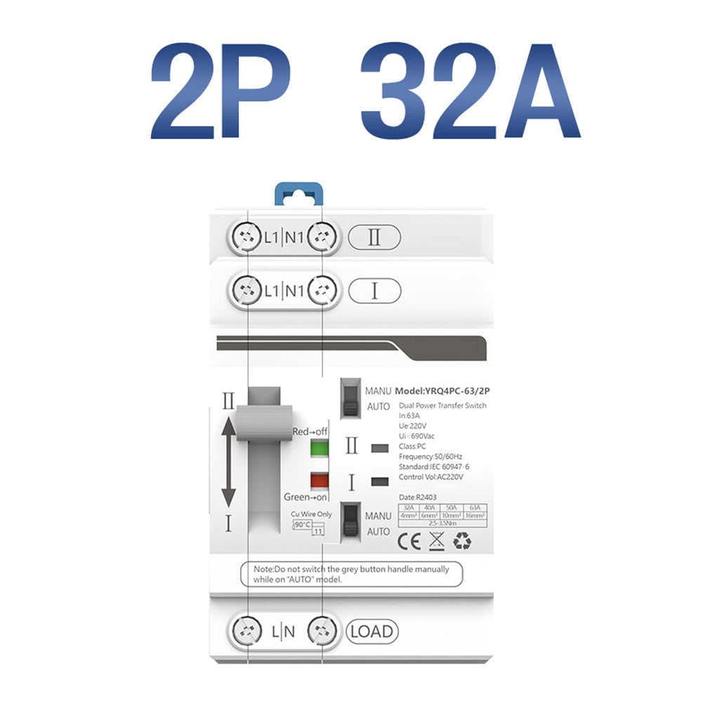 1Pcs for Ats Dual Power Automatic Transfer Switch 32-63A for Grid To ...